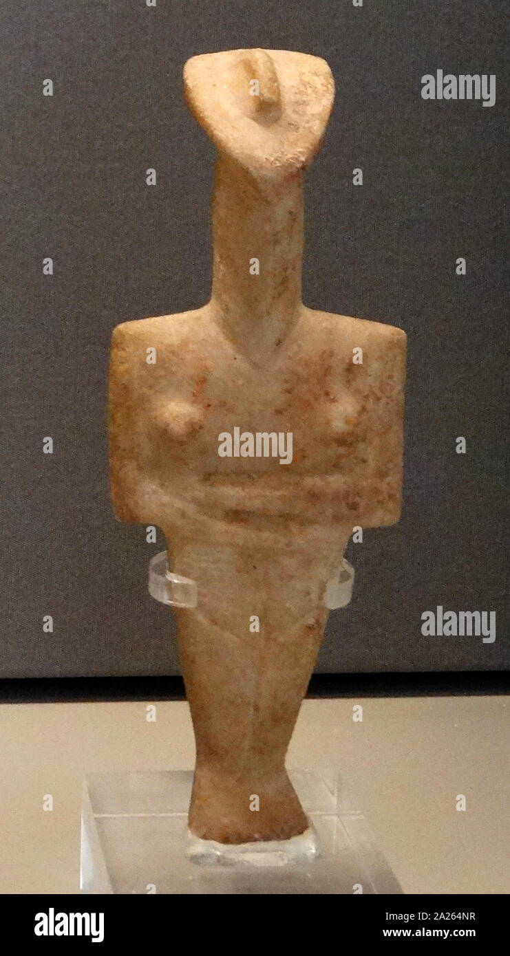 Cycladic 'Apeiranthos style' figurine, from Naxos, Greece, Early ...