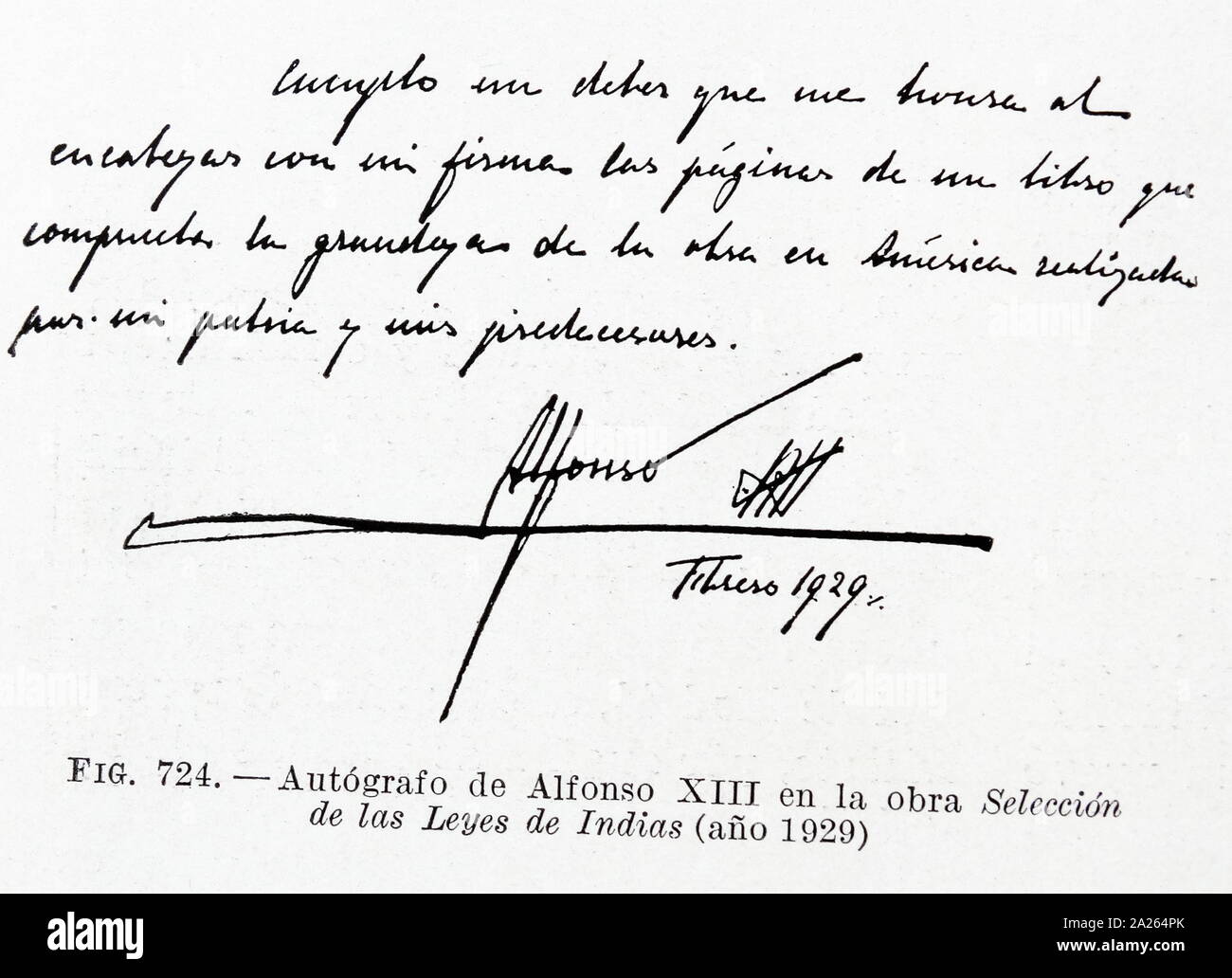Signature of King Alfonso XIII in the work of the Laws of the Indies ...