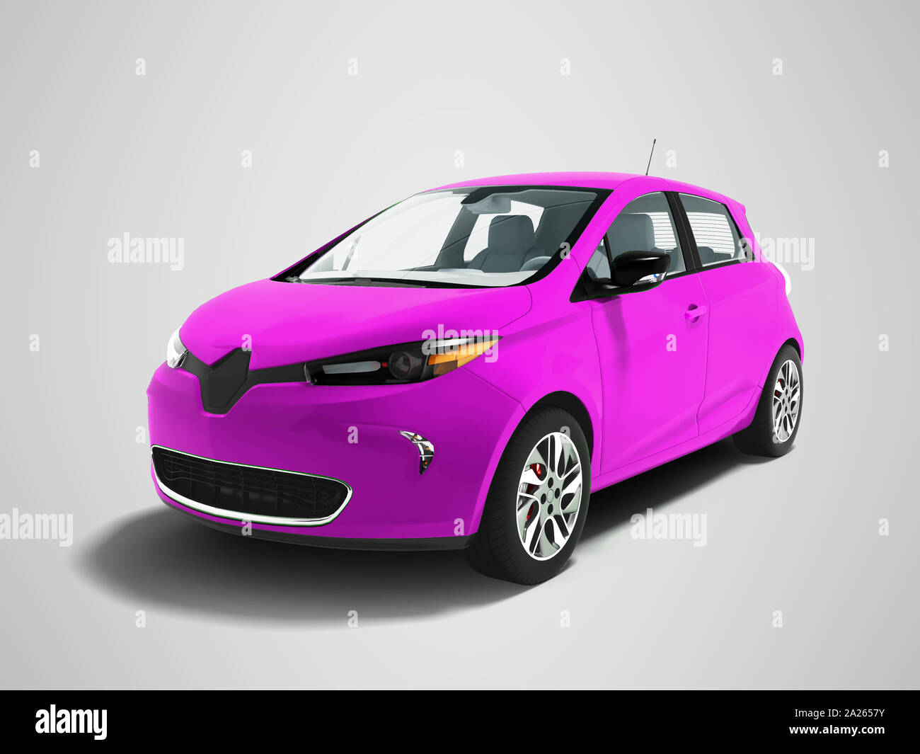 Modern sporty electric car hatchback violet for family 3d render on ...