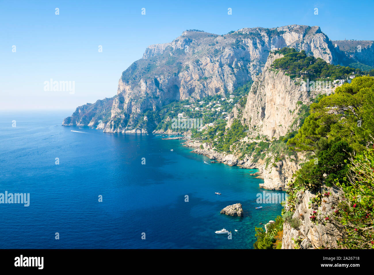 Bright scenic morning view of the dramatic cliff landscape of the ...