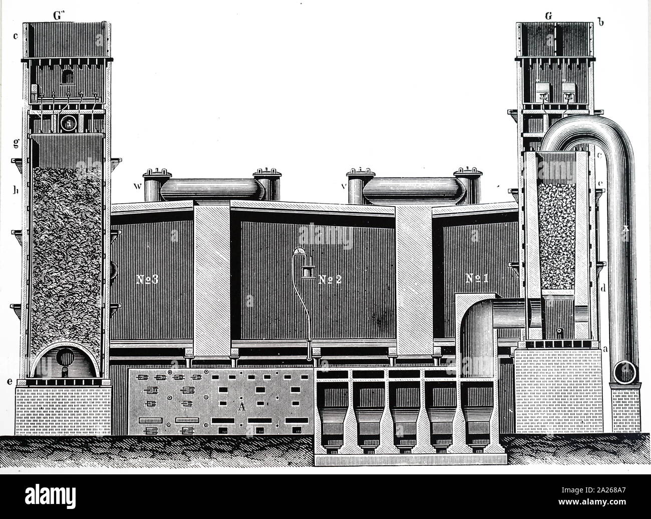 An engraving depicting the production of sulphuric acid in lead ...