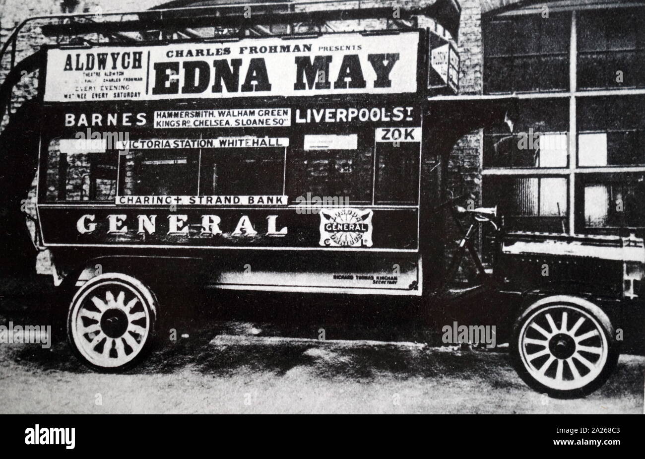 A photograph of an early motorised bus. Dated 20th century Stock Photo ...