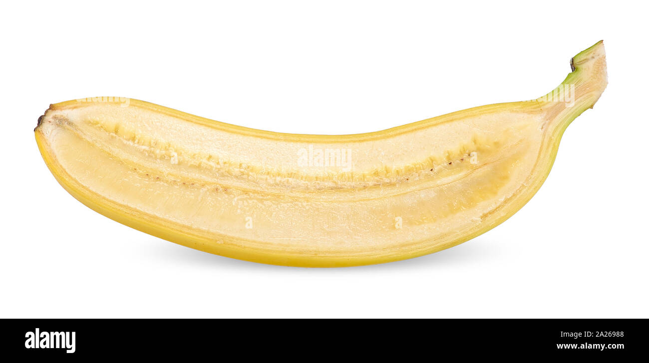 Half of banana isolated on white clipping path Stock Photo - Alamy