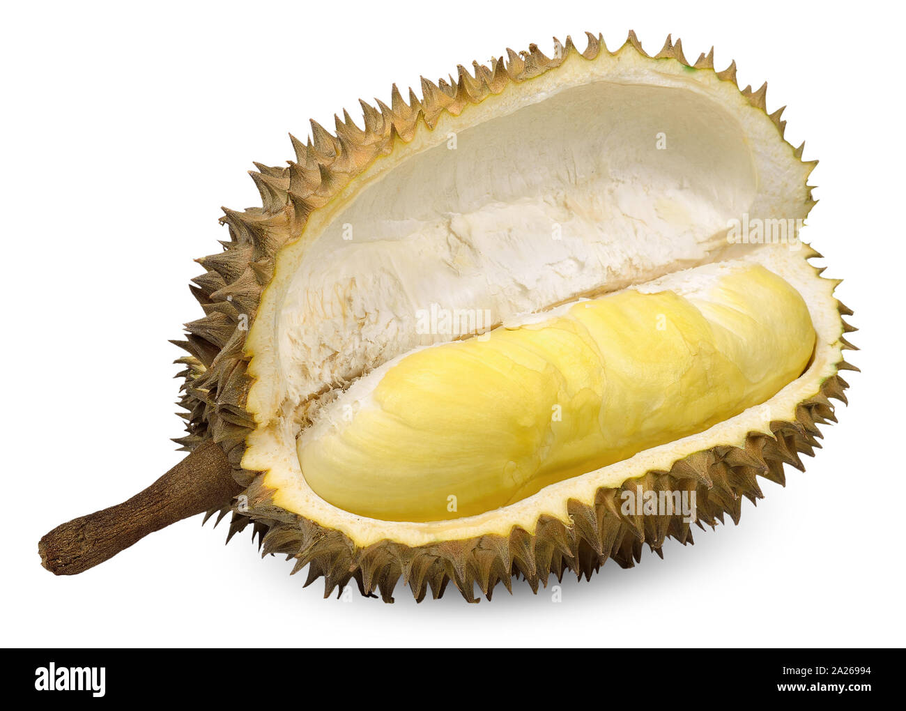 Half of Durian fruit isolated with clipping path Stock Photo - Alamy