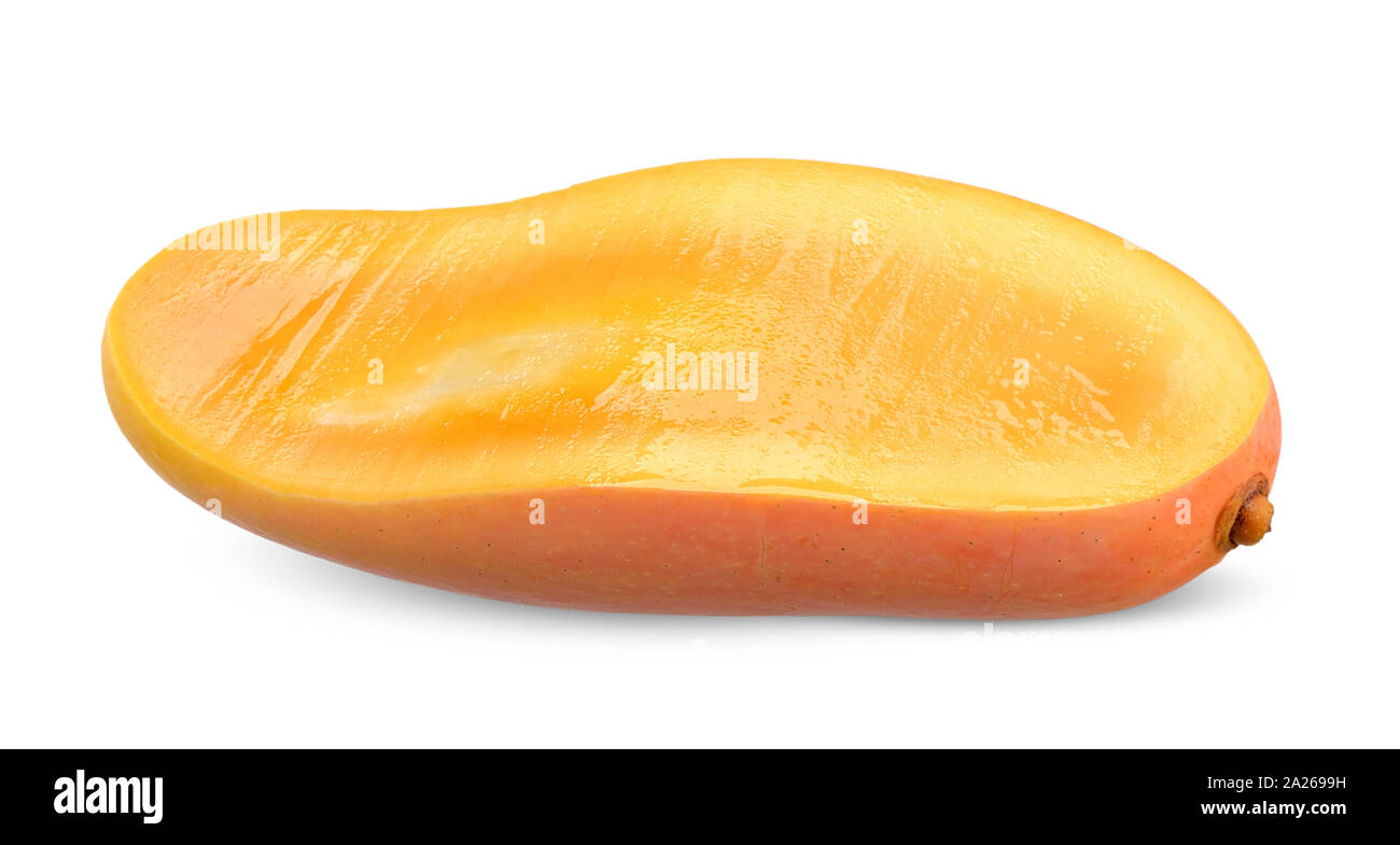 Half of ripe mango isolated on white clipping path Stock Photo - Alamy