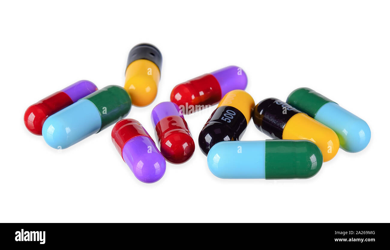 capsule medical isolated on white with clipping path Stock Photo - Alamy