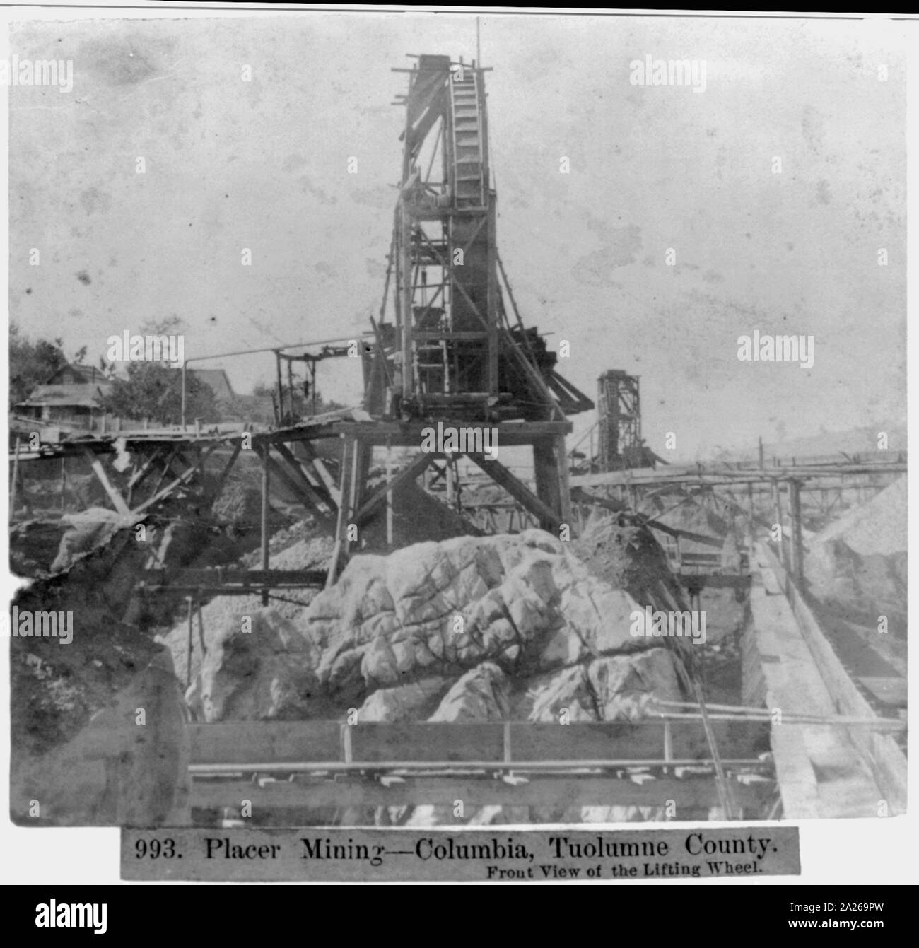 Placer Mining--Columbia, Tuolumne County - Front view of the lifting ...