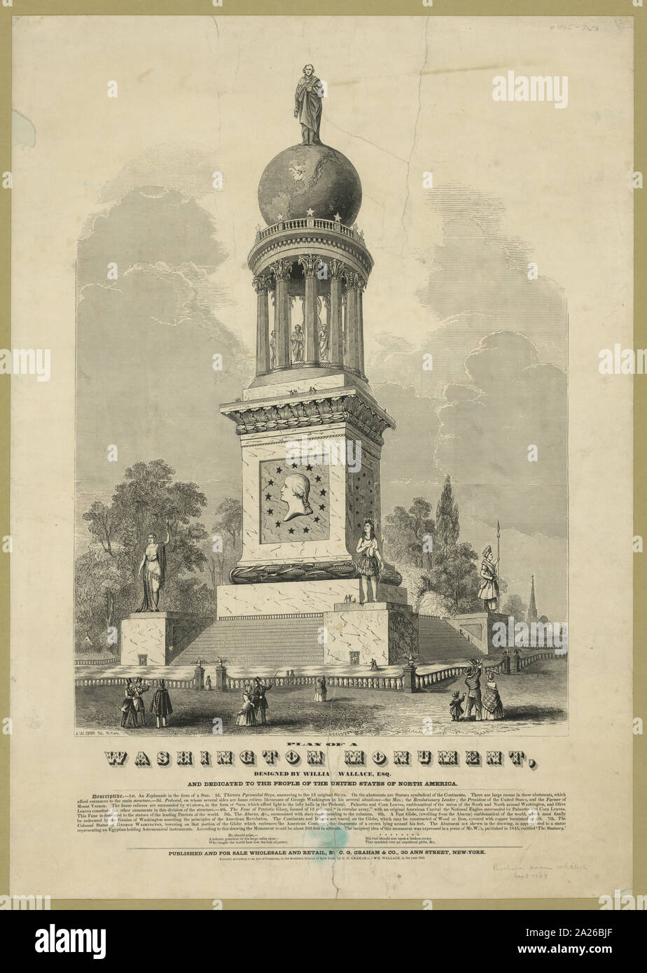 Plan of a Washington monument, designed by William Wallace, Esq Stock ...