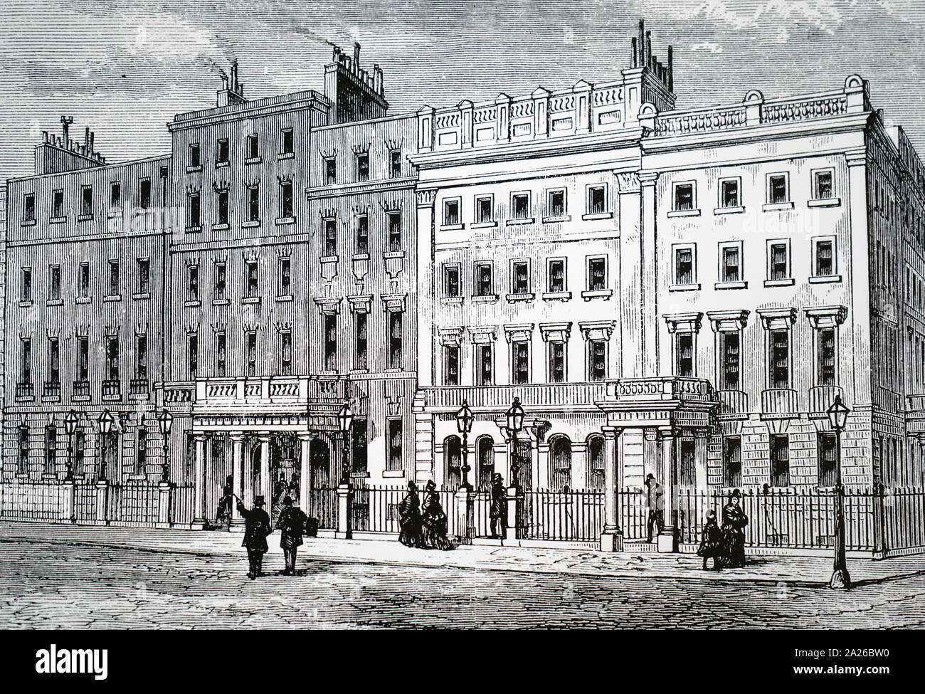 An engraving depicting Claridge's Hotel, London. Dated 19th century ...