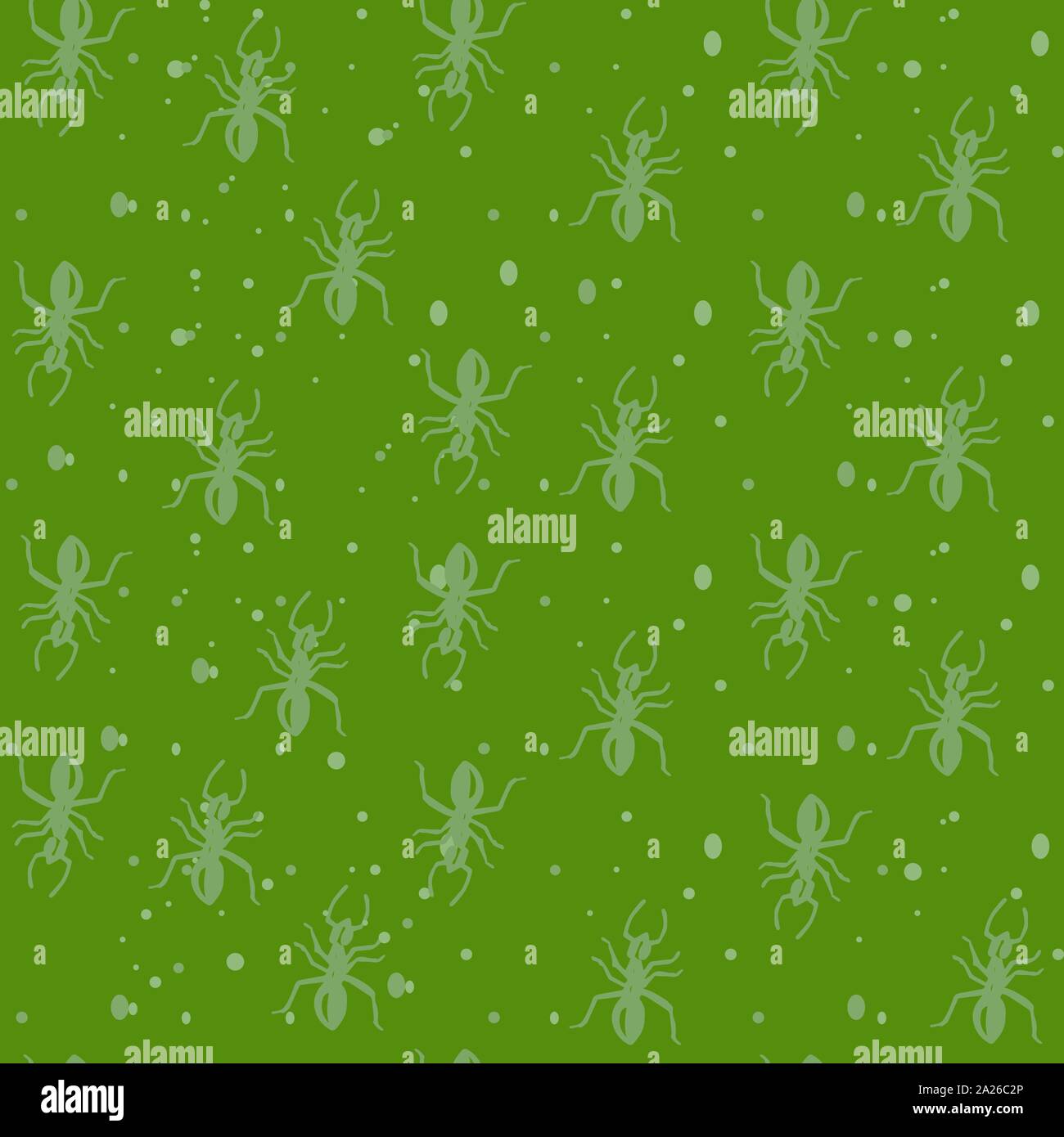 vector hand-drawn gray ants on a dark green background, seamless ...