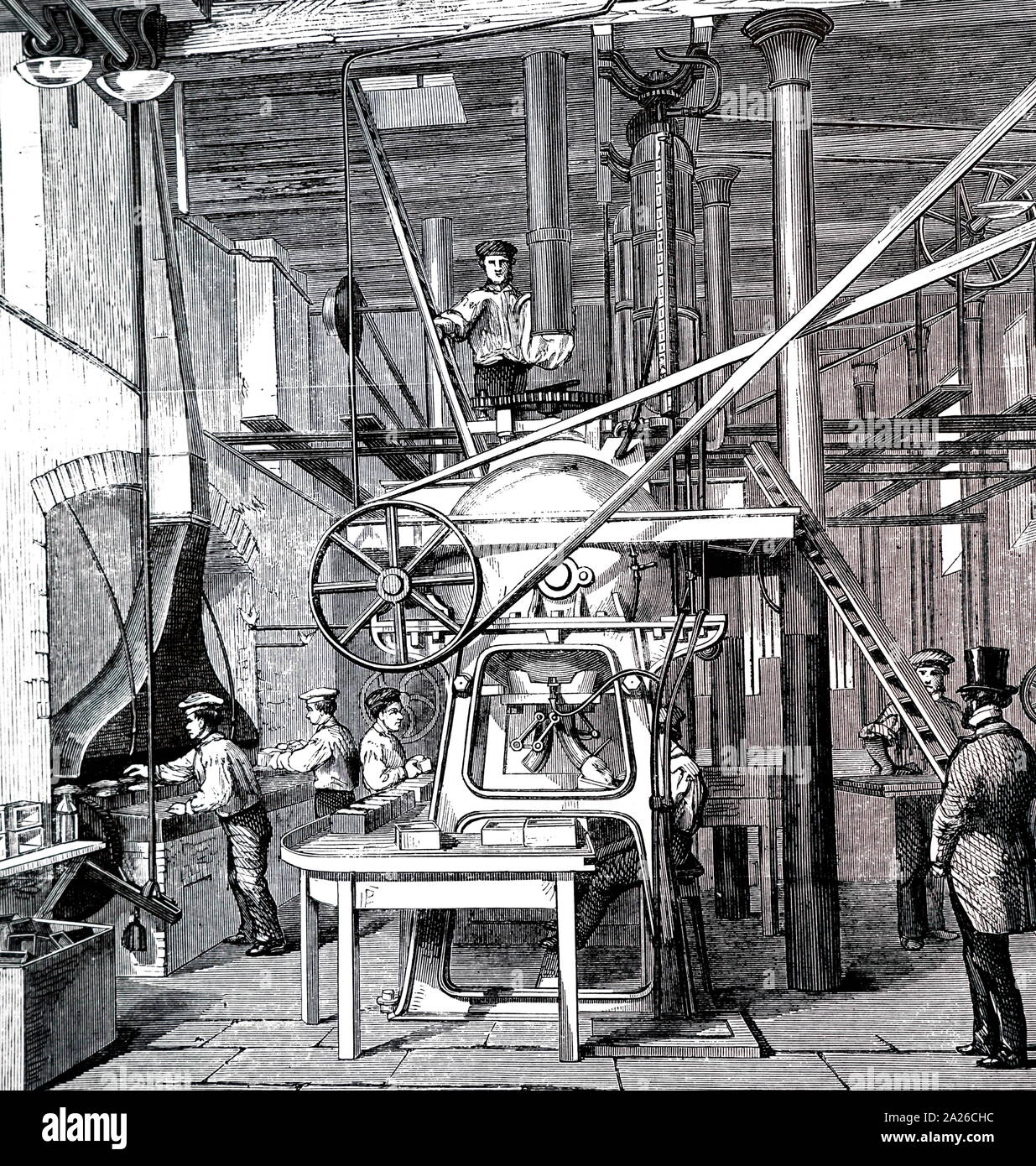 An engraving depicting a bakery using Dalglish's aerated bread making ...
