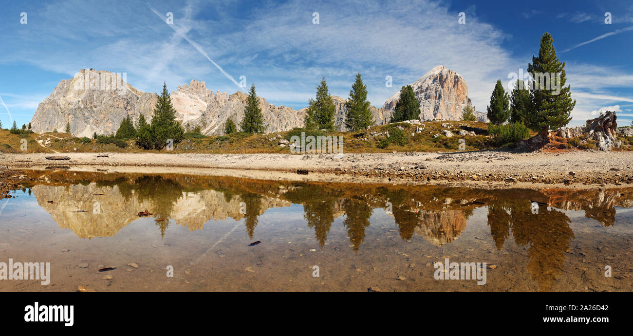 Mountain lake reflection - Lago Limedes - Italy alps Stock Photo - Alamy