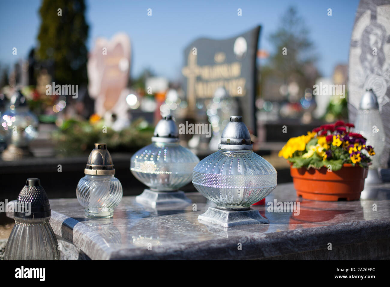 All Souls' Day - cemetery, memory of the dead, prayer and candles Stock ...