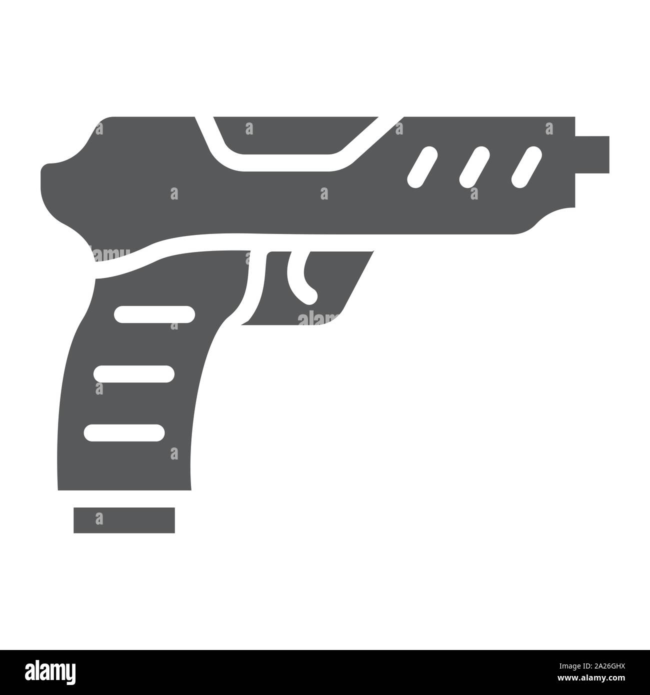 Pistol glyph icon, army and military, gun sign, vector graphics, a ...