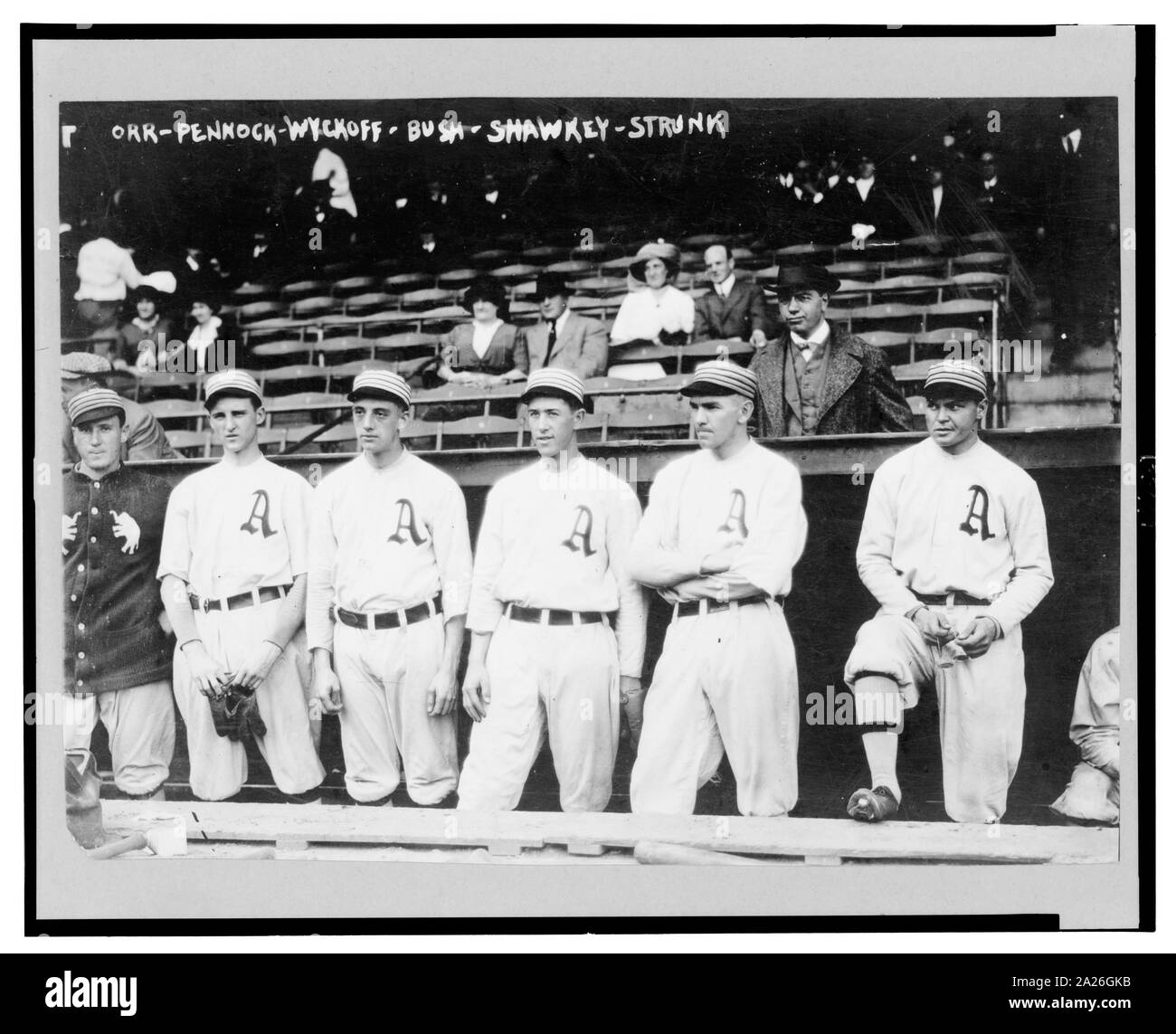 Players for the Philadelphia Athletics from left to right: Billy Orr ...