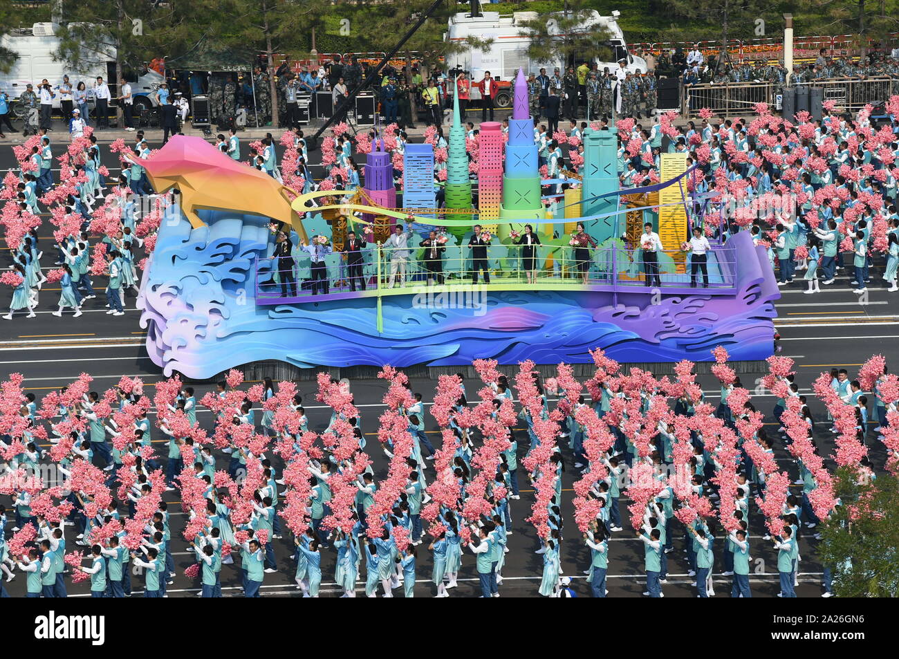 Beijing, China. 1st Oct, 2019. A float formation takes part in a mass ...