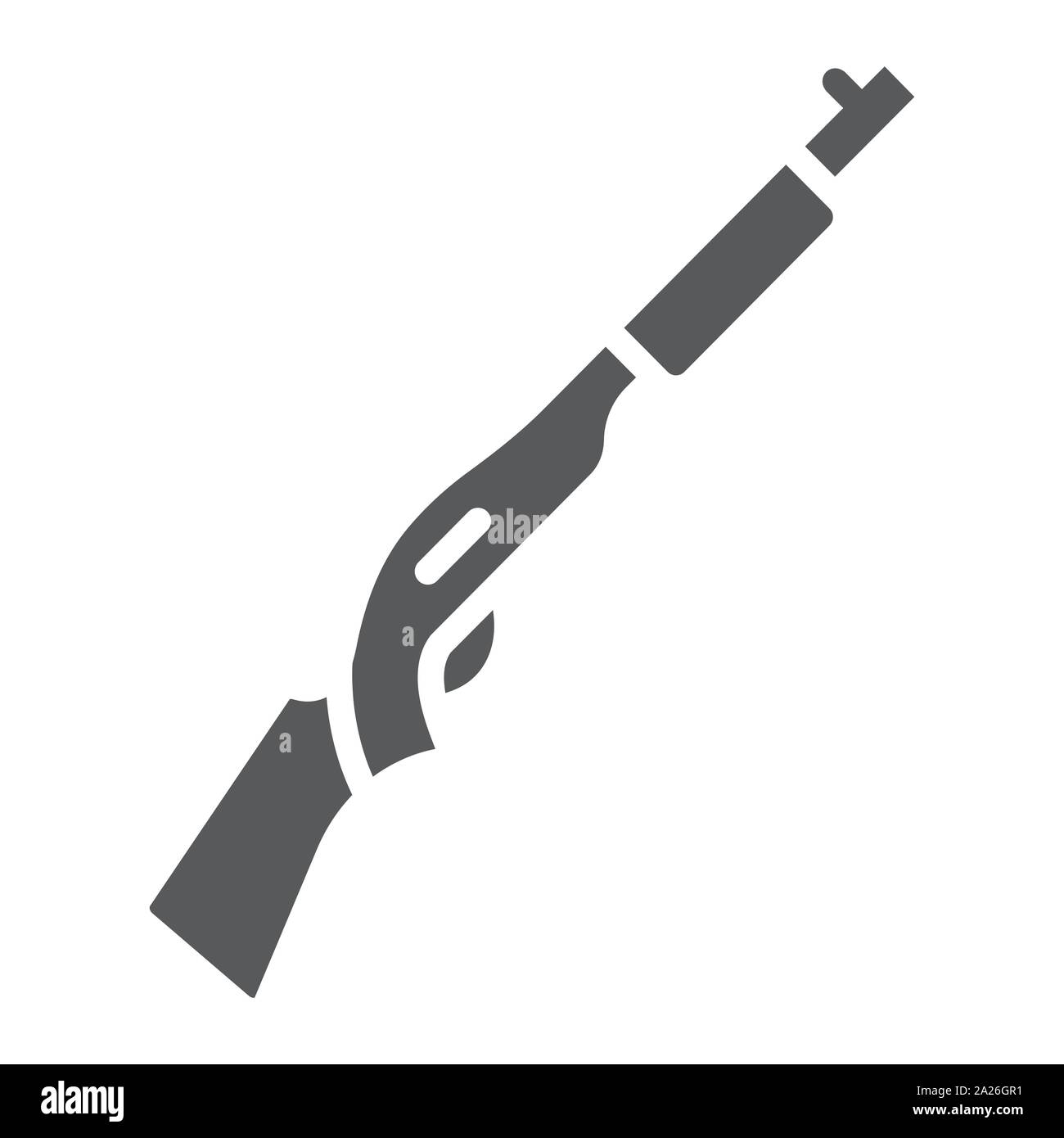 Shotgun glyph icon, weapon and military, automatic rifle sign, vector ...