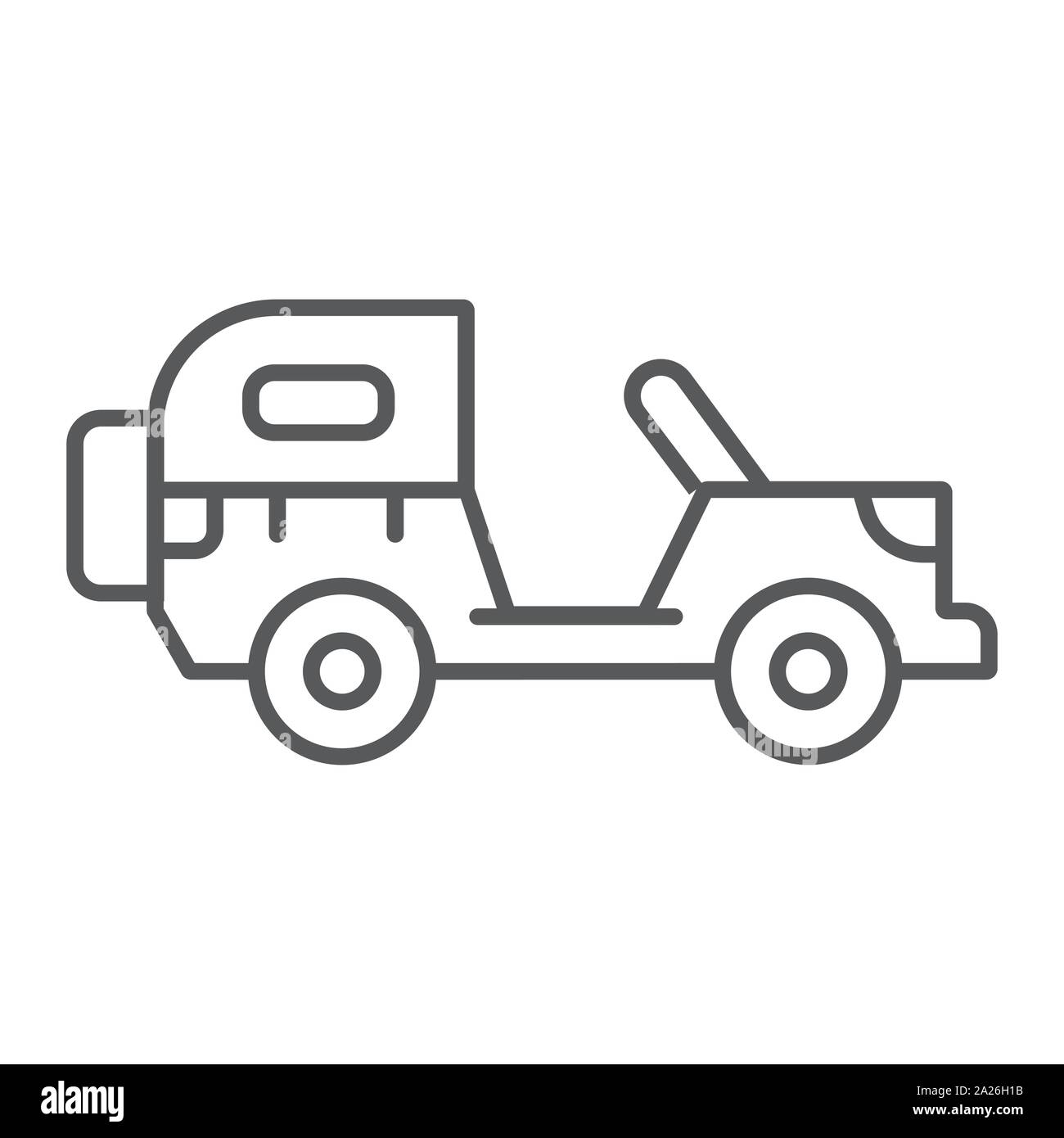 Army vehicle thin line icon, army and transport, military car sign ...