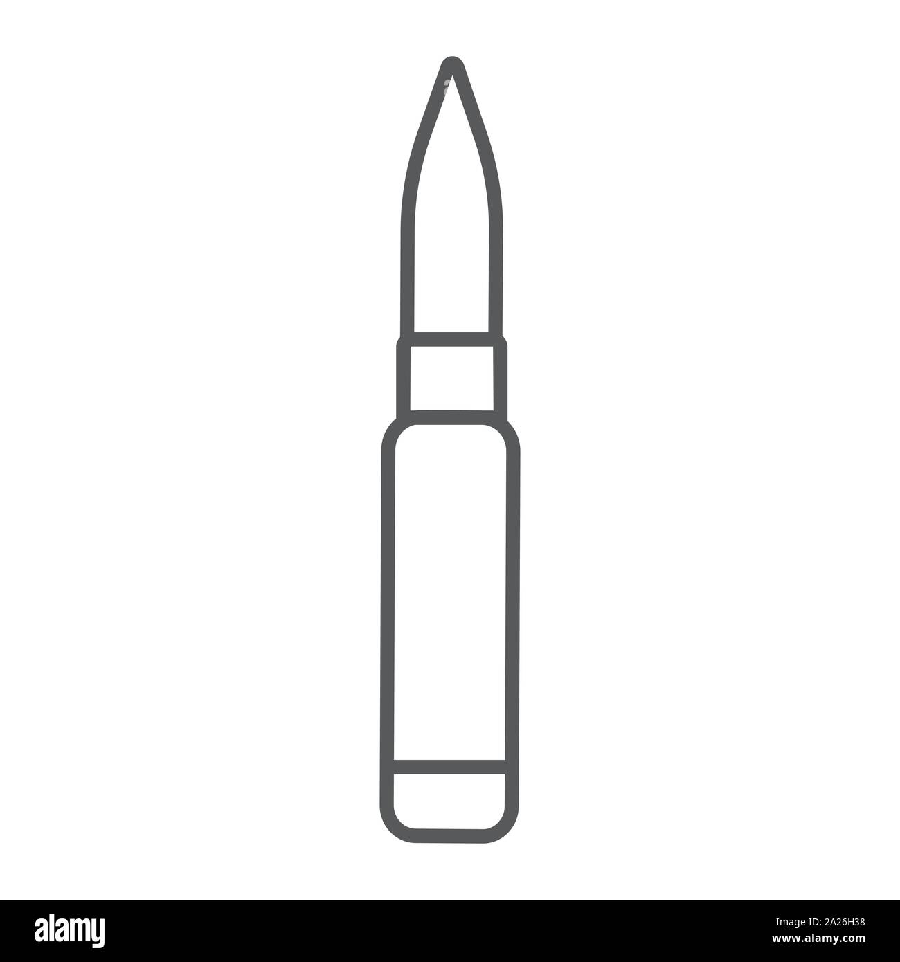 Rocket launcher thin line icon, army and military, rifle cartridge sign ...