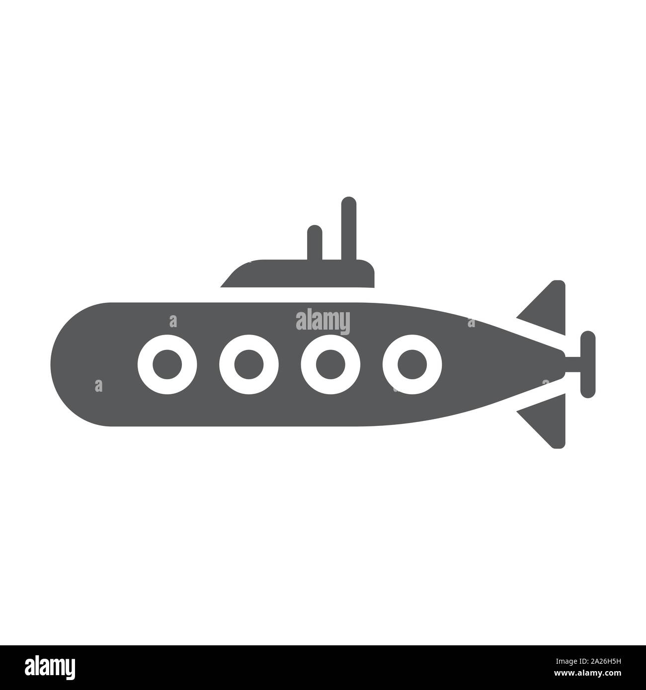 Military submarine glyph icon, marine and military, army sub sign ...