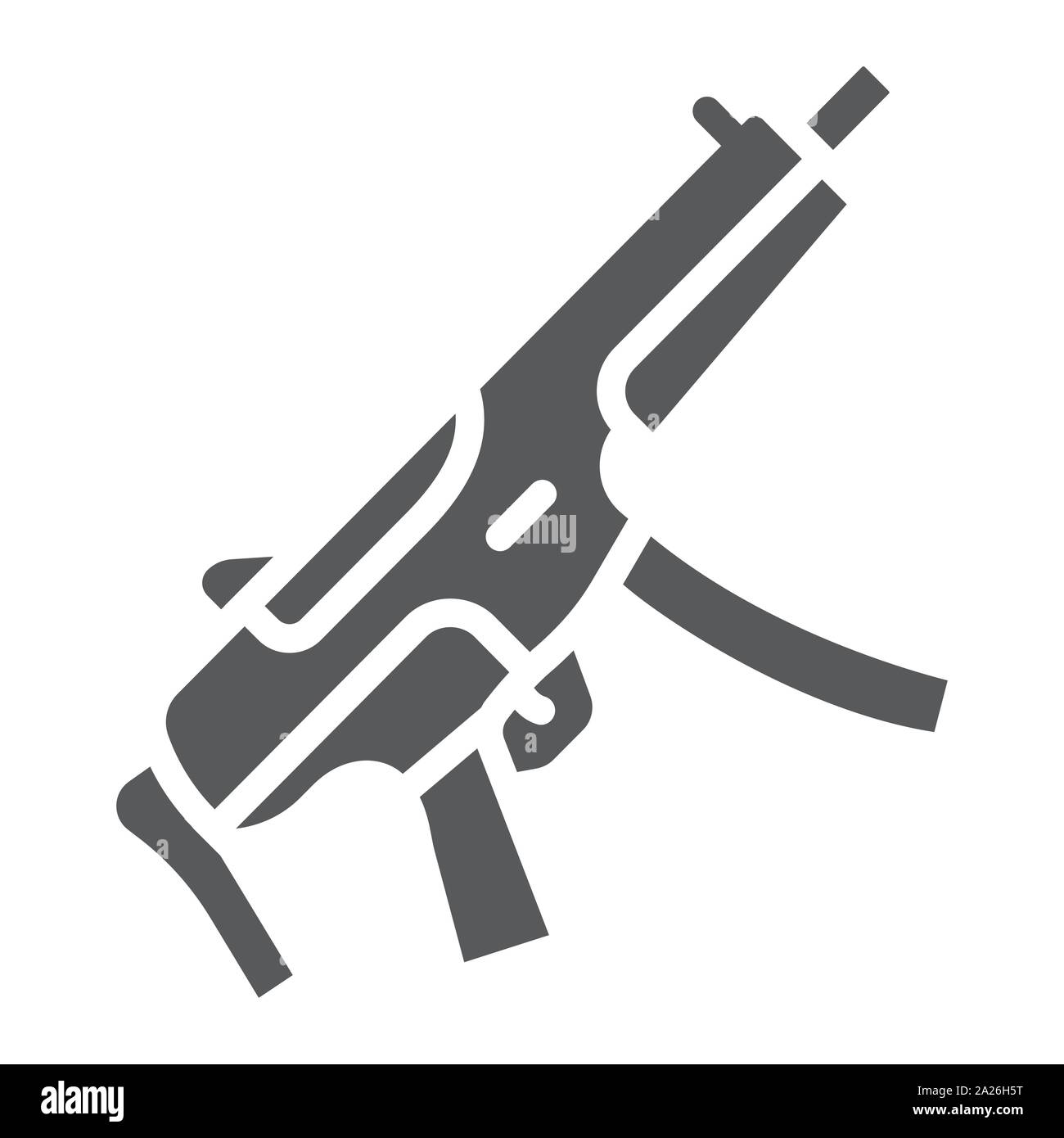 Submachine gun glyph icon, army and military, firearm sign, vector ...