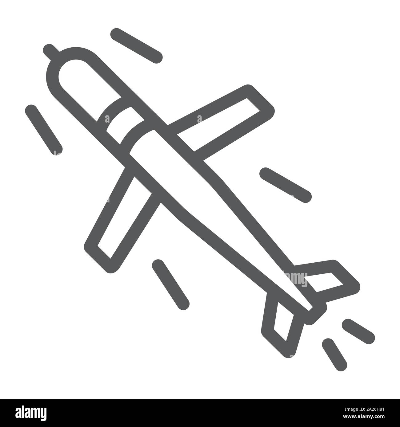 Cruise missile line icon, army and force, military bomb sign, vector ...