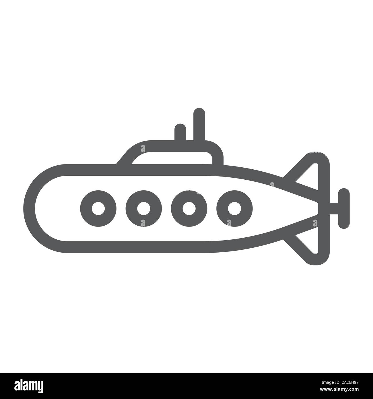Military submarine line icon, marine and military, army sub sign ...