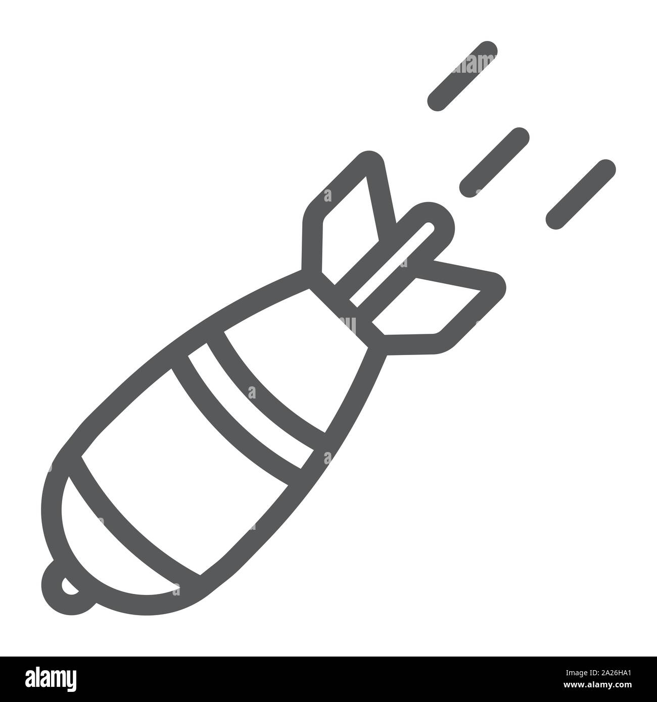 Atomic bomb line icon, army and military, rocket bomb sign, vector ...
