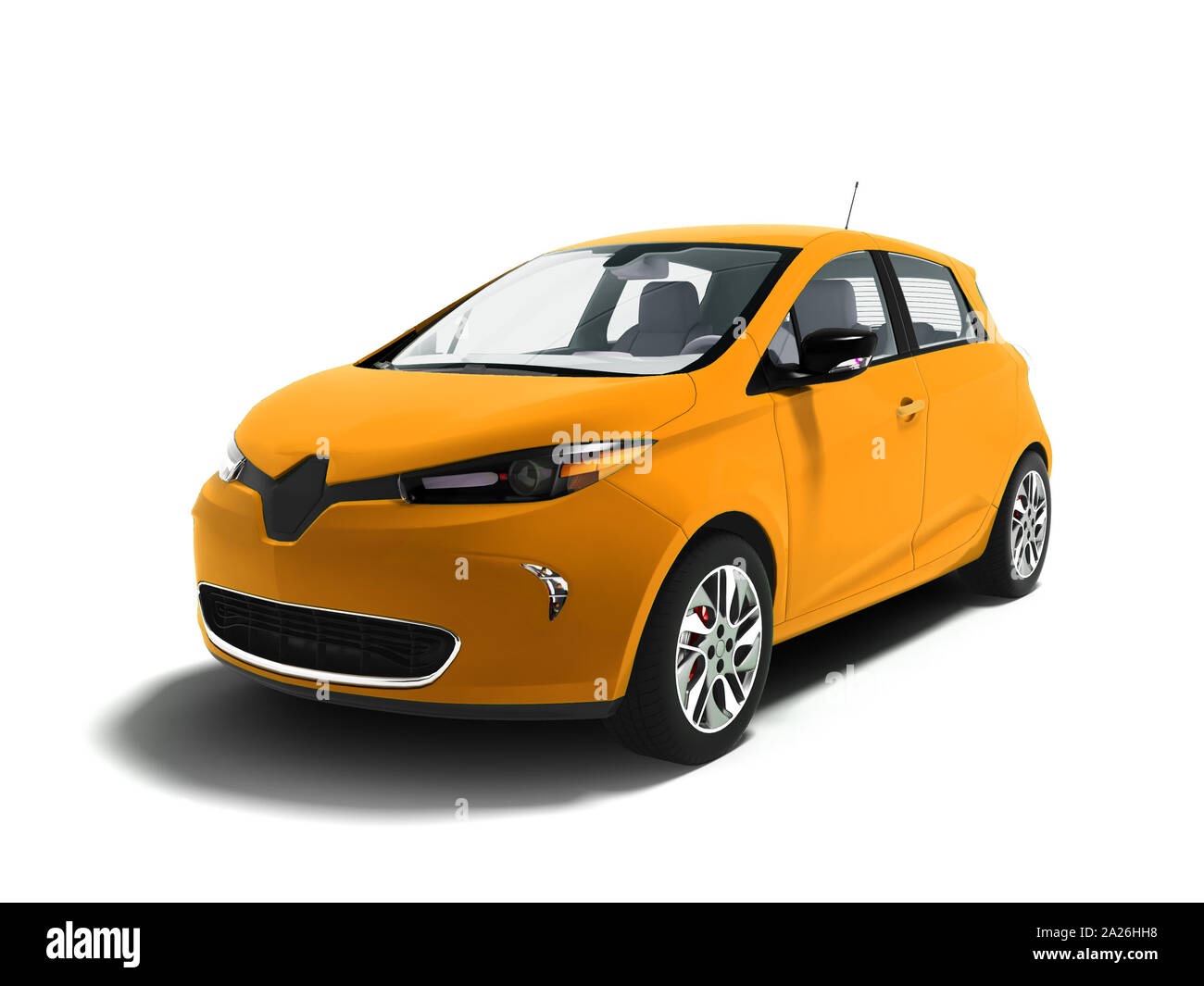 Modern sports electric car hatchback orange for family 3D render on ...