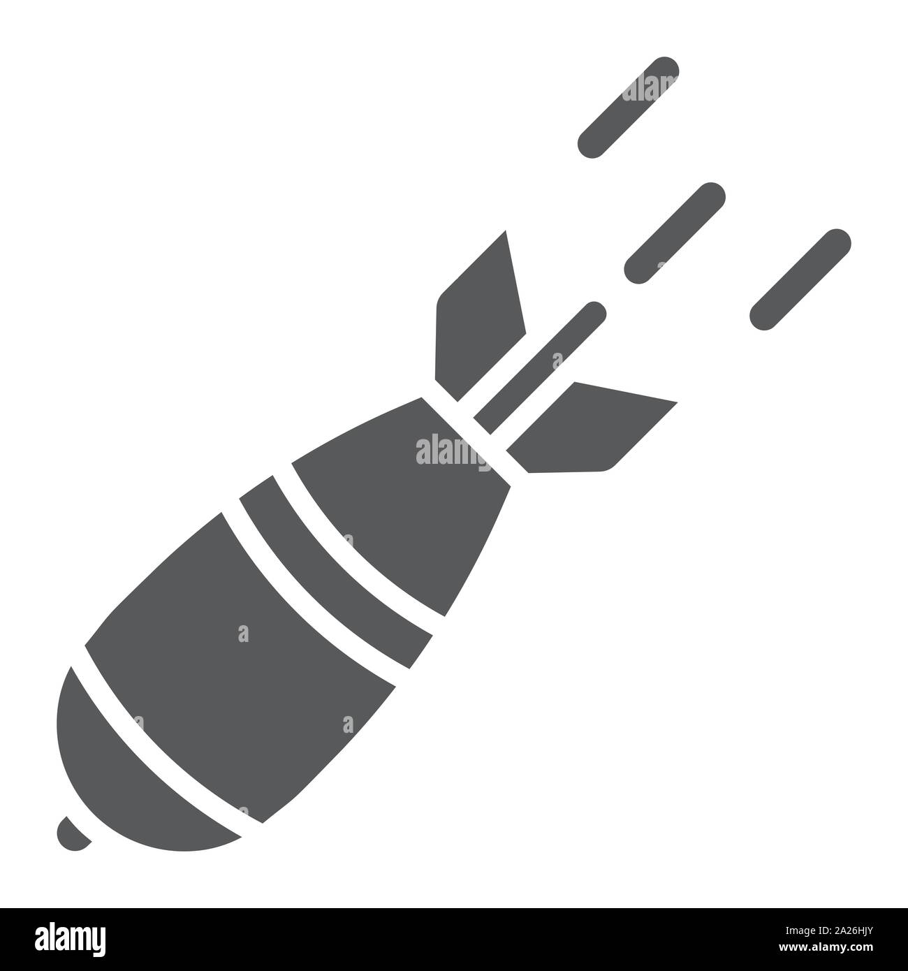 Atomic bomb glyph icon, army and military, rocket bomb sign, vector ...