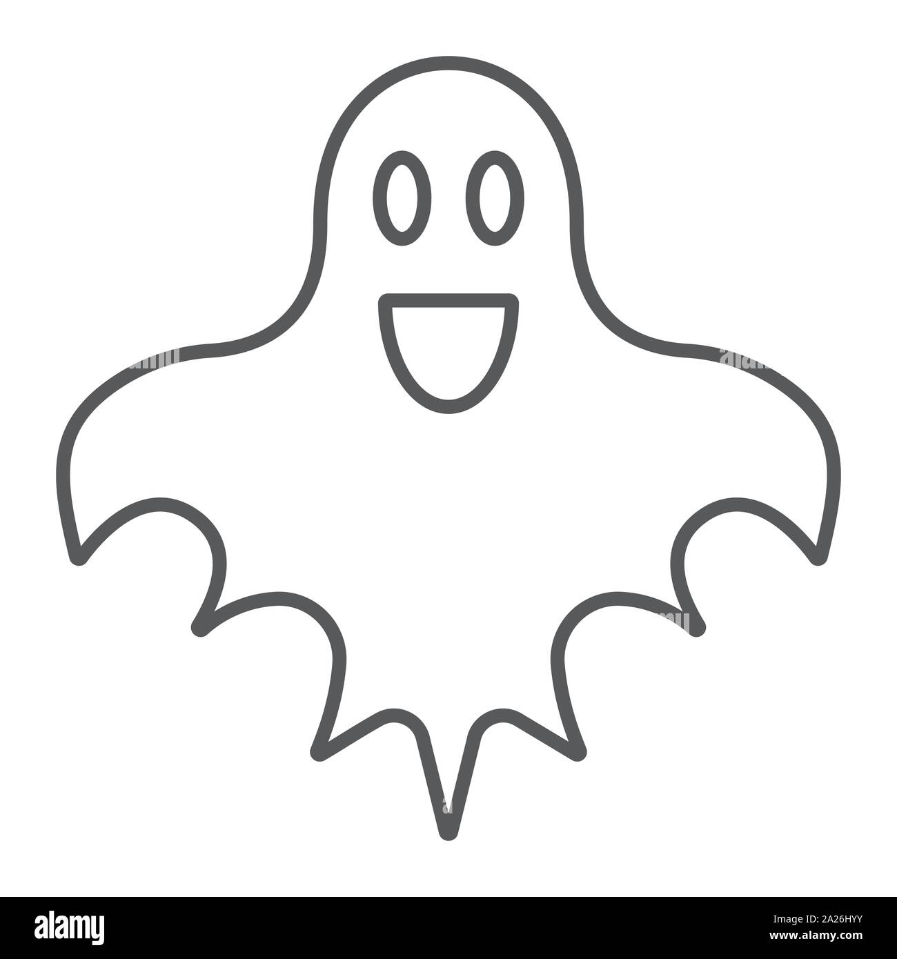 Ghost thin line icon, halloween and horror, spirit sign, vector ...
