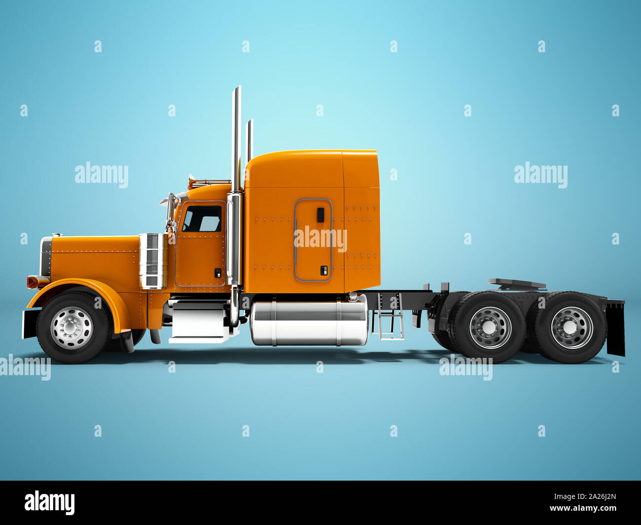 Tractor Trailer Side View LKW Mit Offenen Anhängertüren Seiten Und