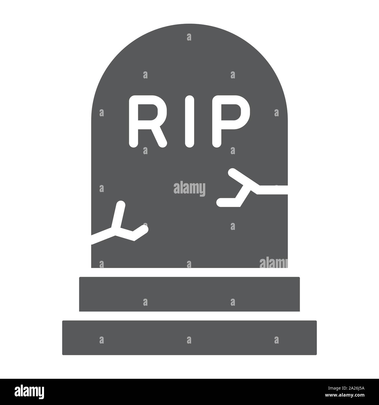 Grave glyph icon, gravestone and funeral, tombstone sign, vector ...