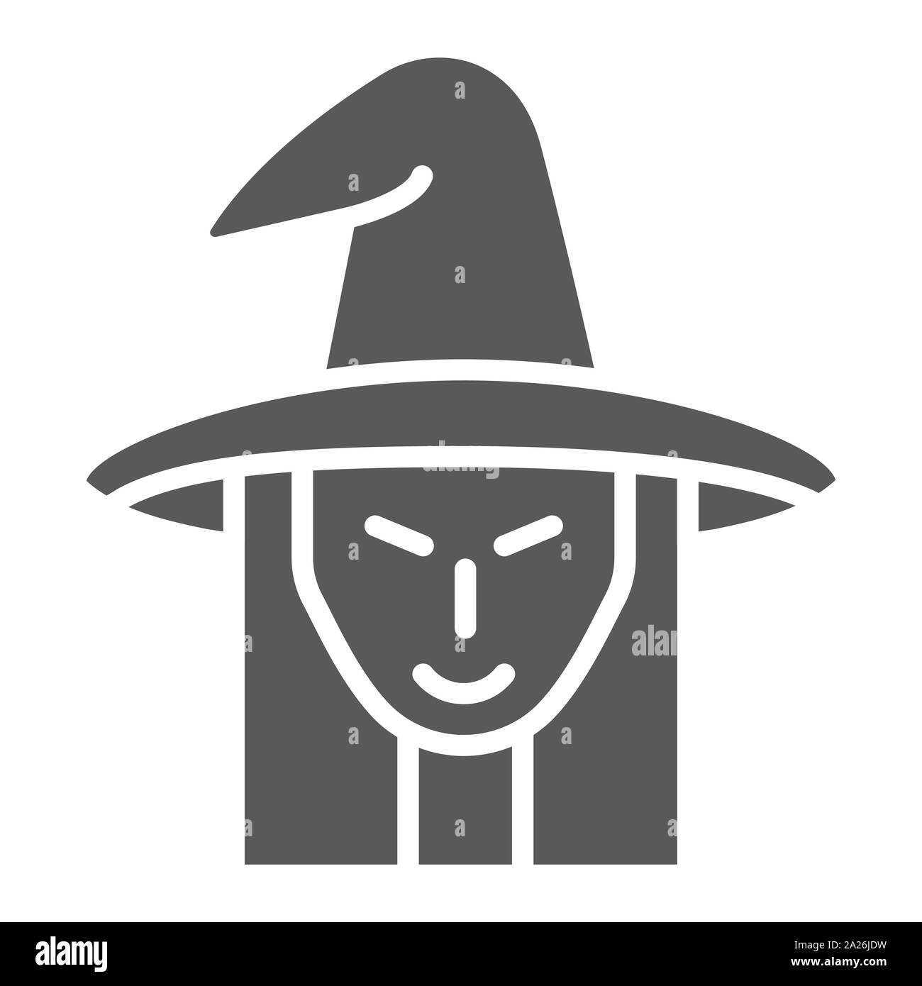 Witch glyph icon, witchcraft and halloween, witch face sign, vector ...