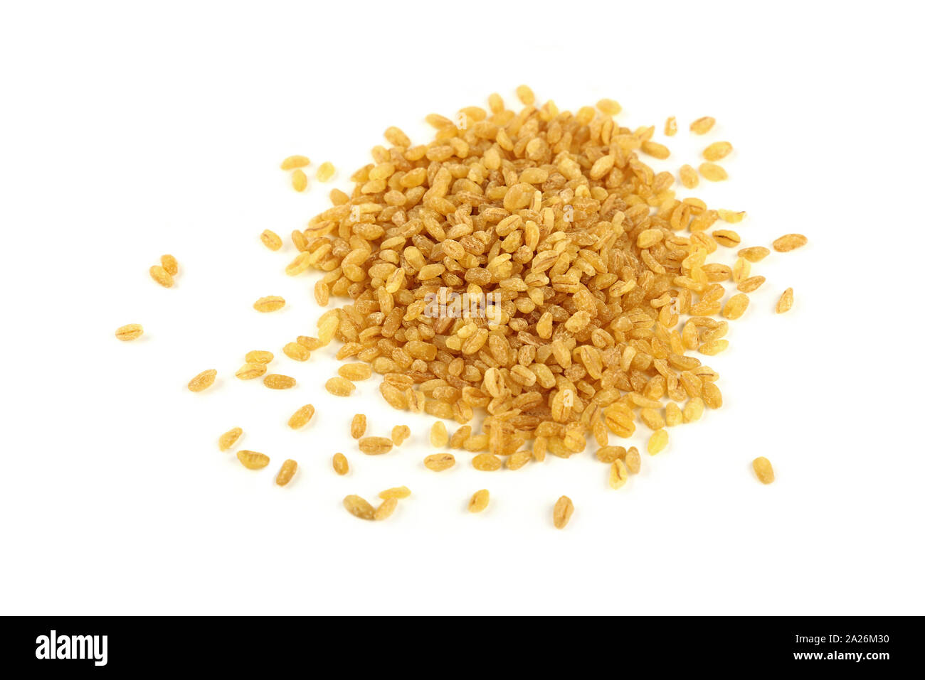Close up heap of yellow traditional bulgur (bulghur, burghul) big ...