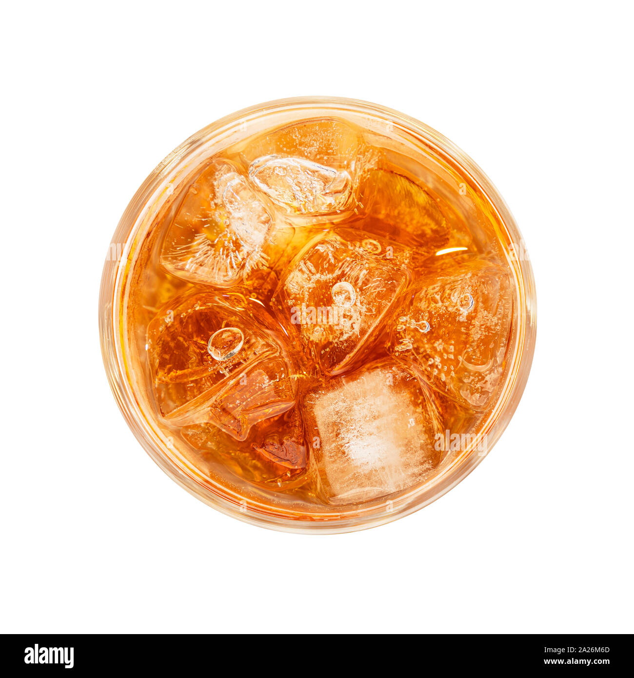 Close up one big high glass of iced tea cold drink isolated on white ...