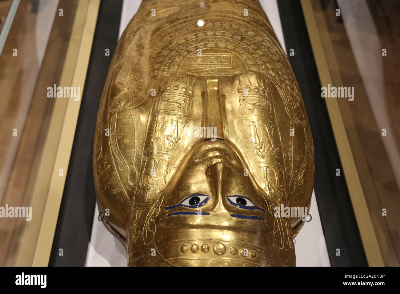 Cairo, Egypt. 01st Oct, 2019. The gilded coffin of Nedjemankh from the ...