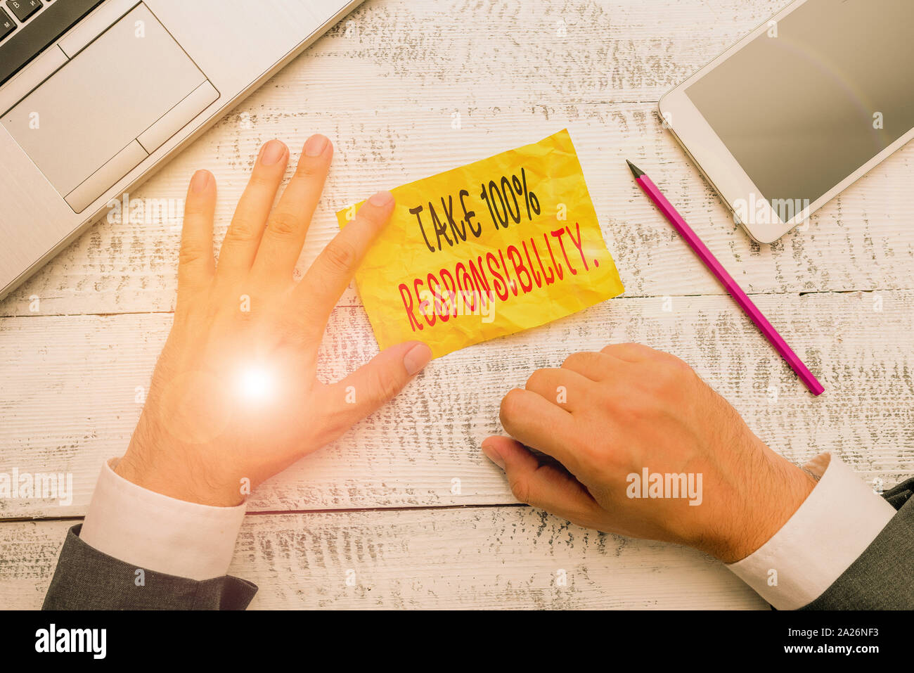 Handwriting text writing Take 100 Percent Responsibility. Conceptual ...