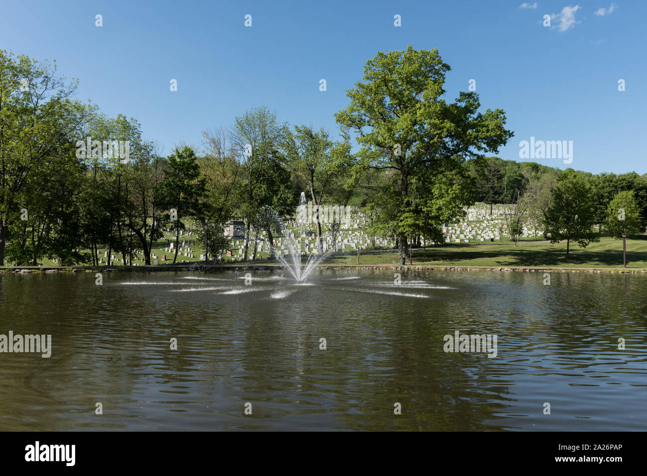 Pond and fountain at Wheeling Park in Wheeling, West Virginia Stock ...