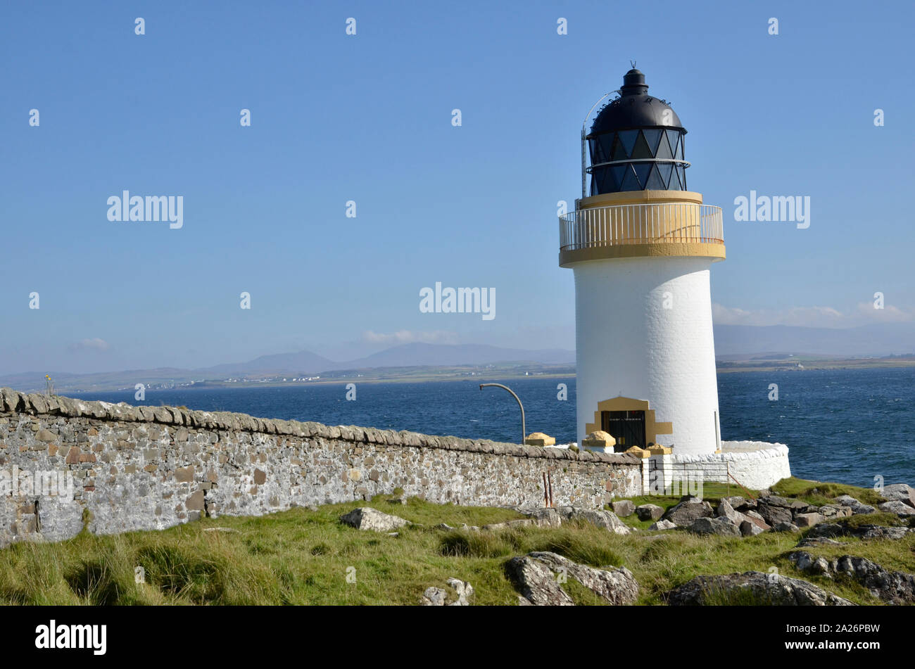 The Loch Indaal lighthouse at Port Charlotte on the coast of the ...