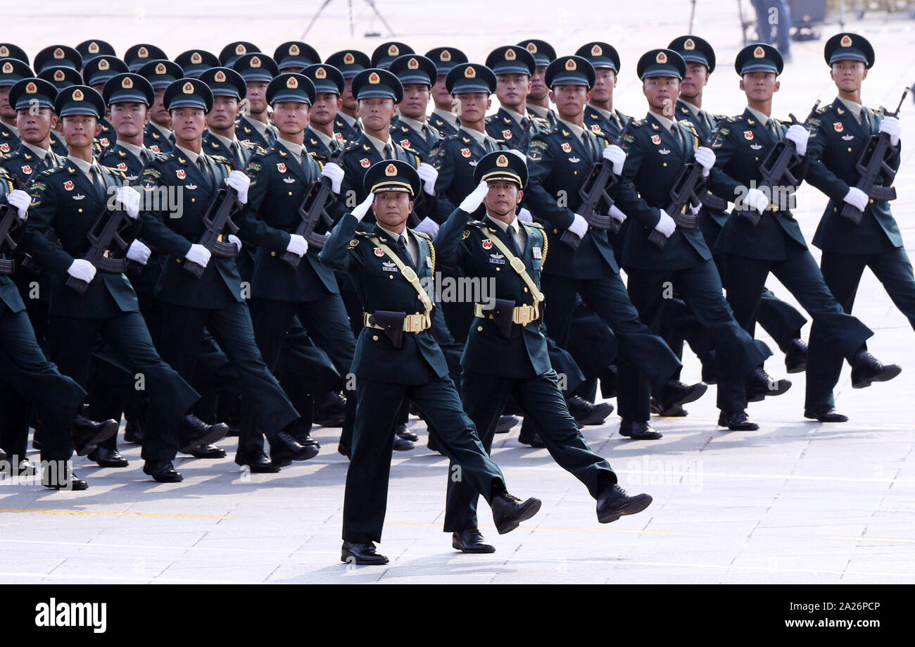 Beijing, China. 1st Oct, 2019. A formation of the People's Liberation ...
