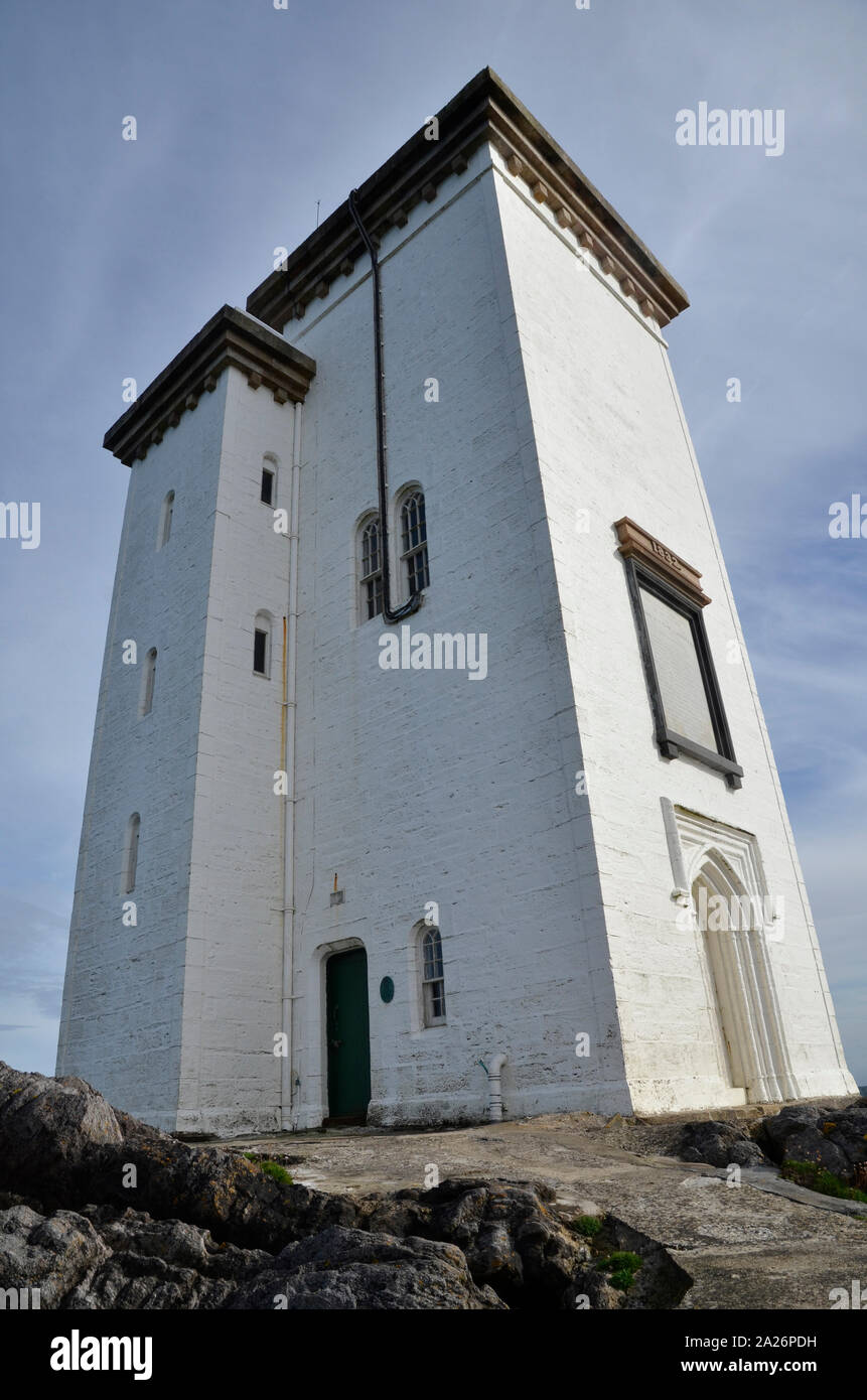 The lighthouse at Port Ellen on the coast at Carraig Fhada on the ...