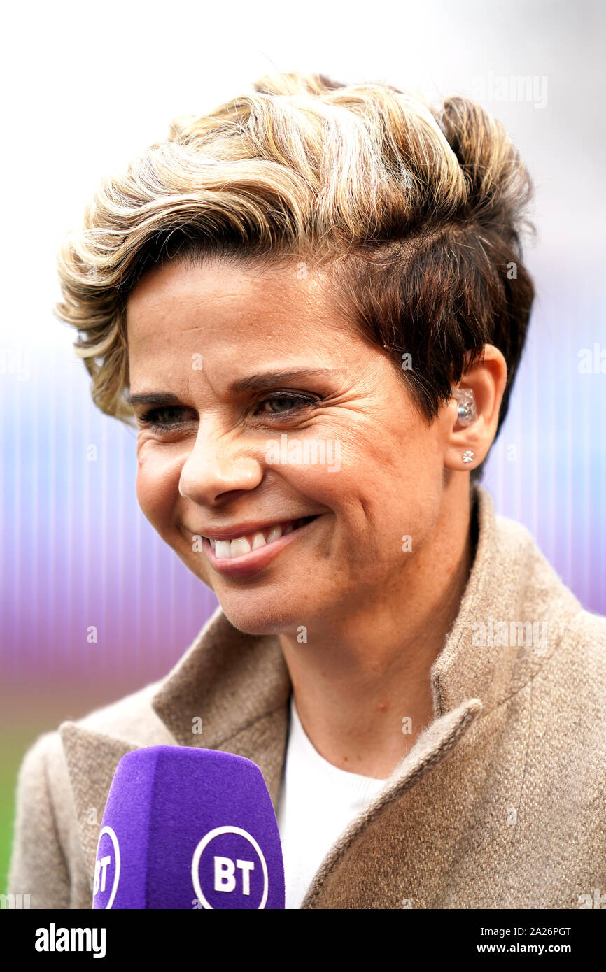 Former England player Sue Smith commentating for BT Sport before the FA ...