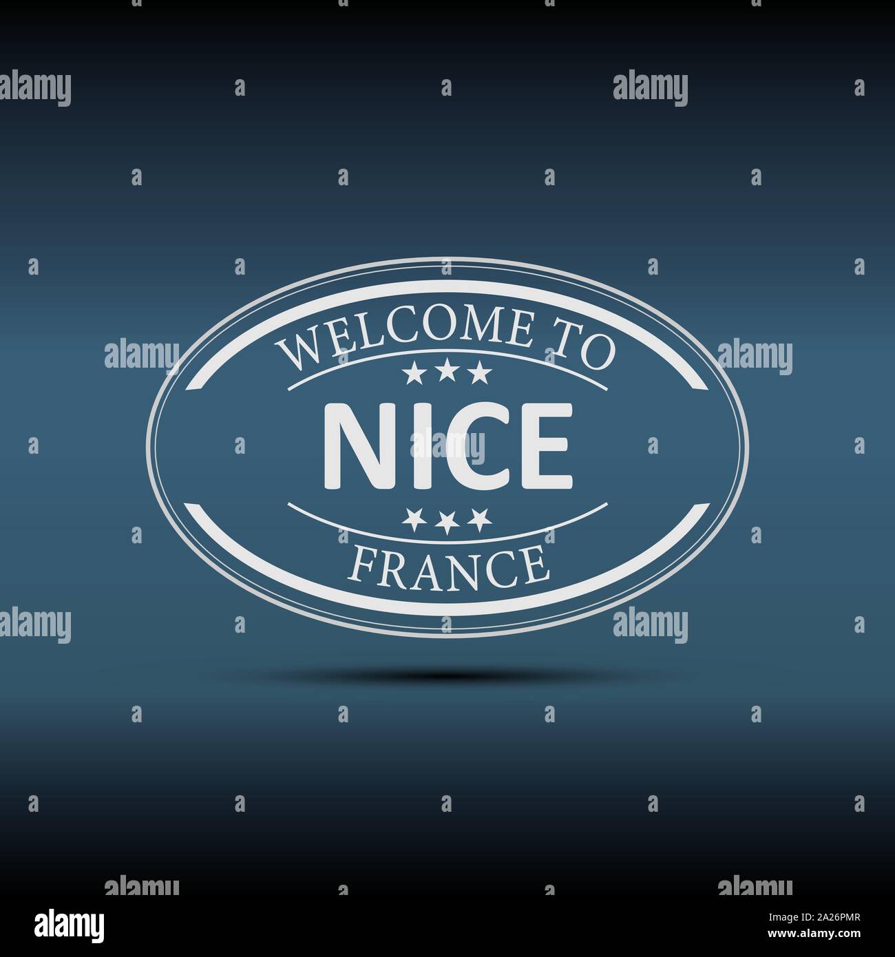 Welcome to Nice France oval logo icon illustration on a white ...