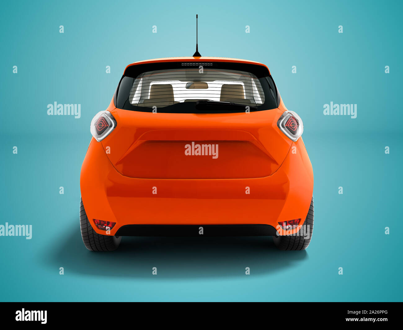 Modern orange electric car hatchback for carrying passengers at the ...