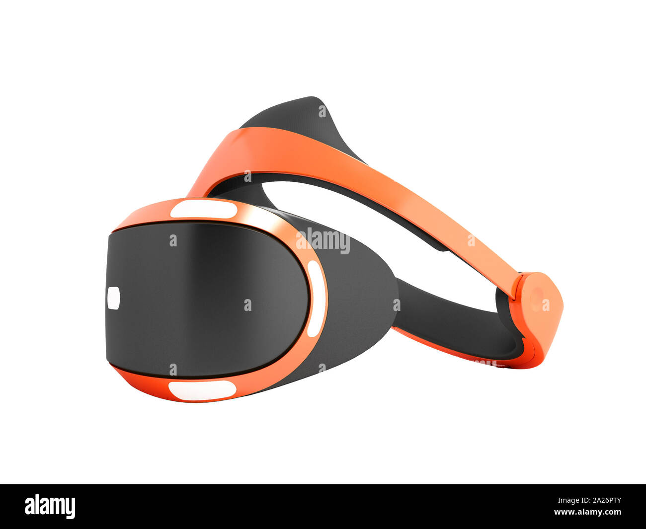 Orange virtual reality glasses for consoles with black inserts on the ...