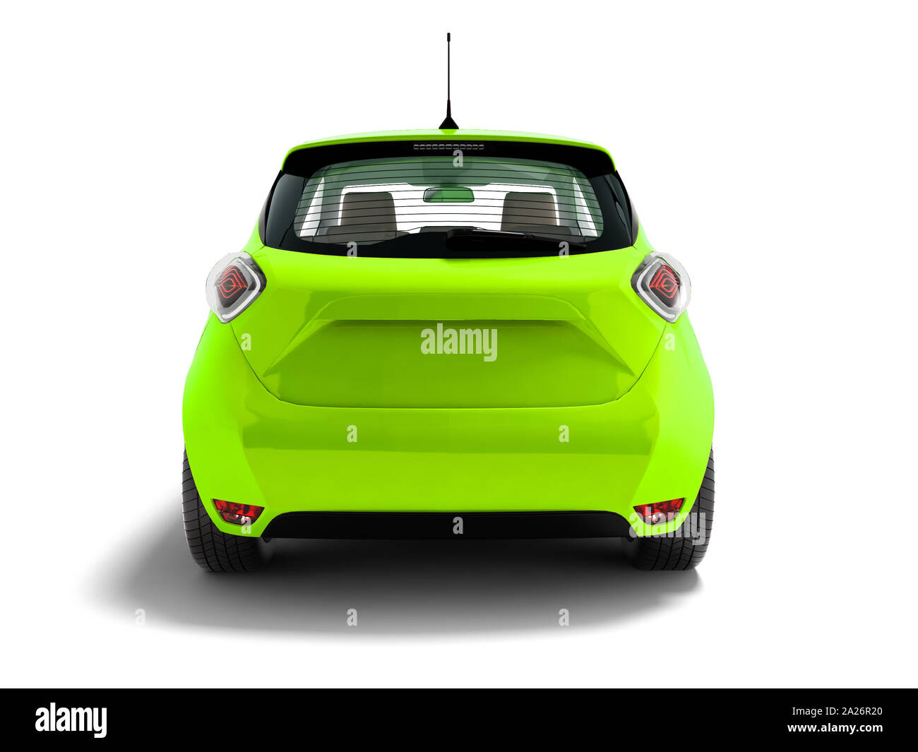 Modern light green electric car hatchback for carrying passengers at ...