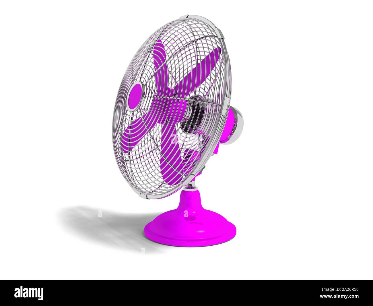 Modern purple fan on the table to cool the room on the right 3d render ...