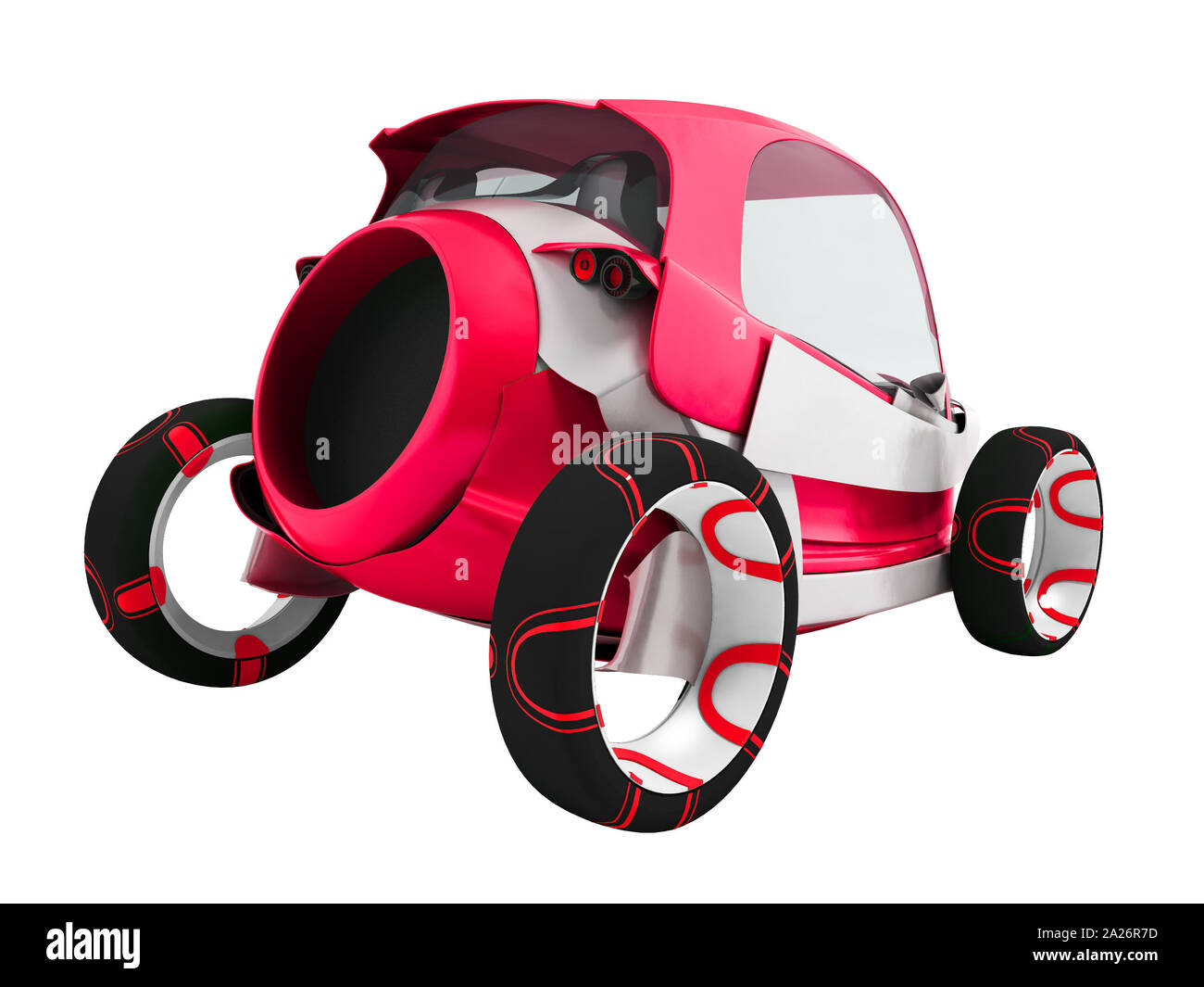 Modern red electric car for trips at the airport for carrying ...