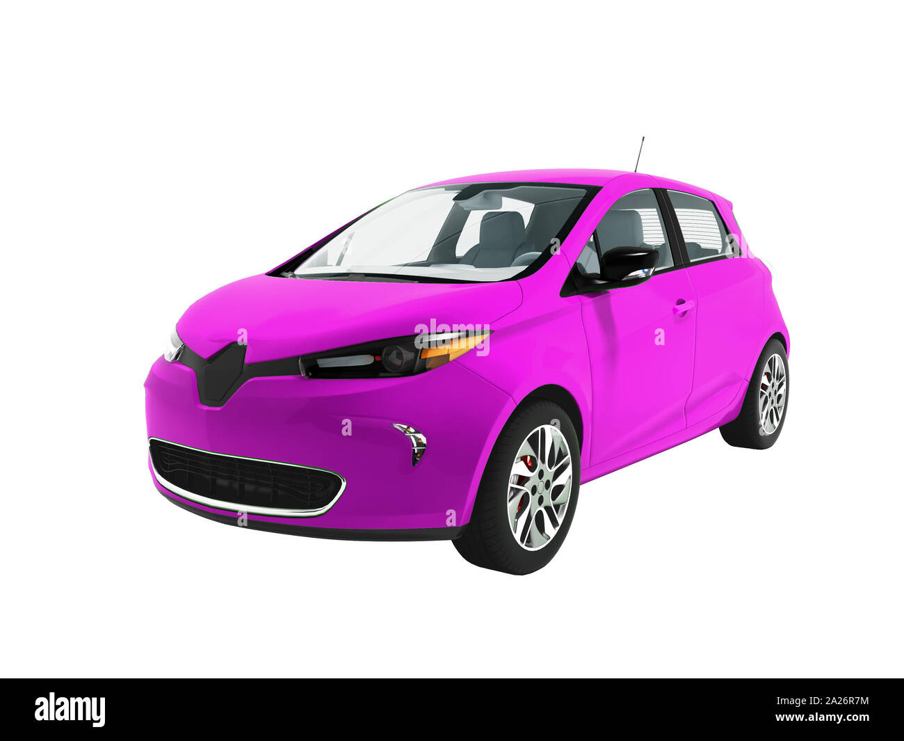 Modern sporty electric car hatchback violet for family 3d render on ...